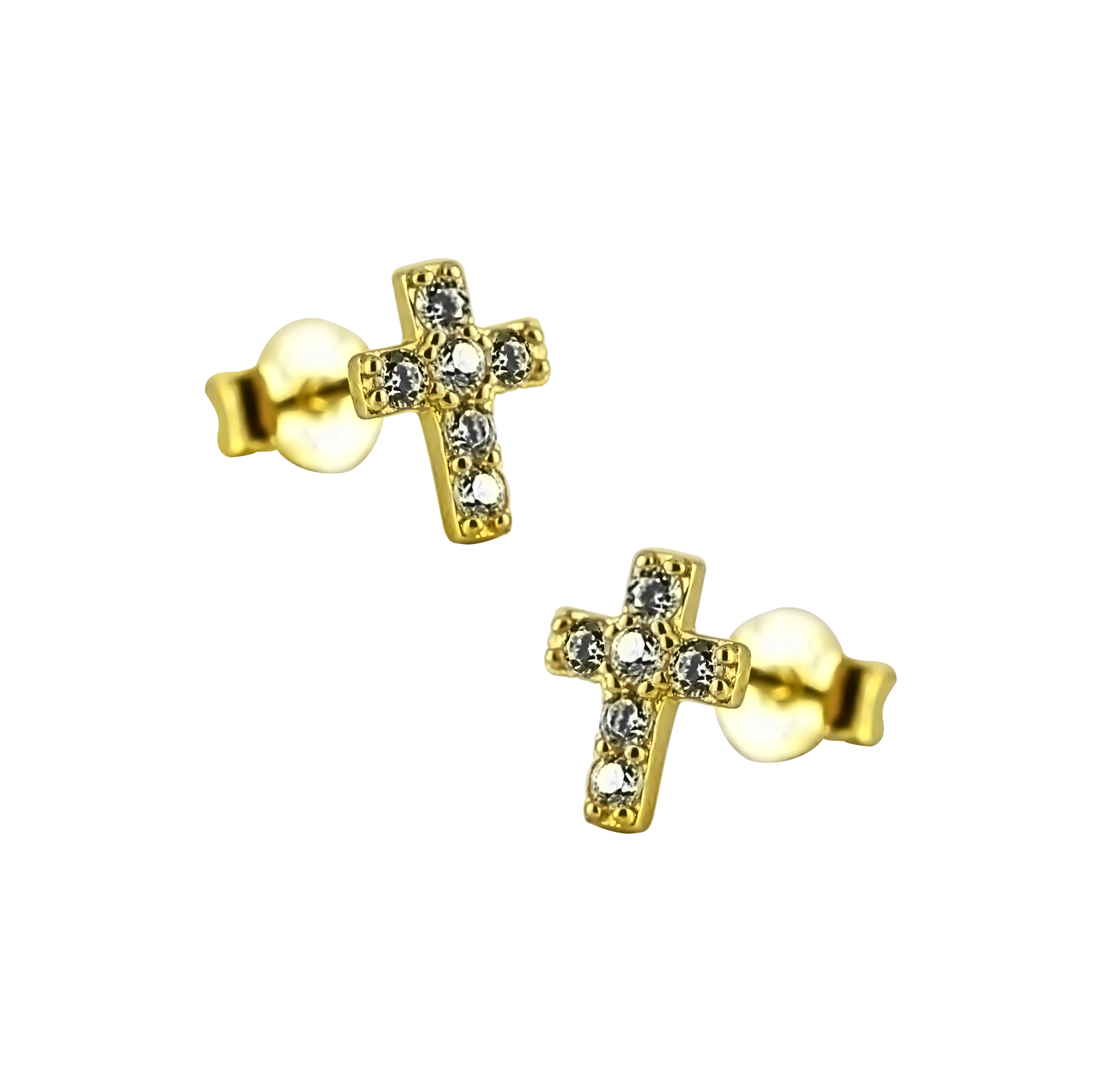 Damen Ohrstecker Kreuz Poliert Ohrringe Ohrschmuck 585 Gold | youluxe.de